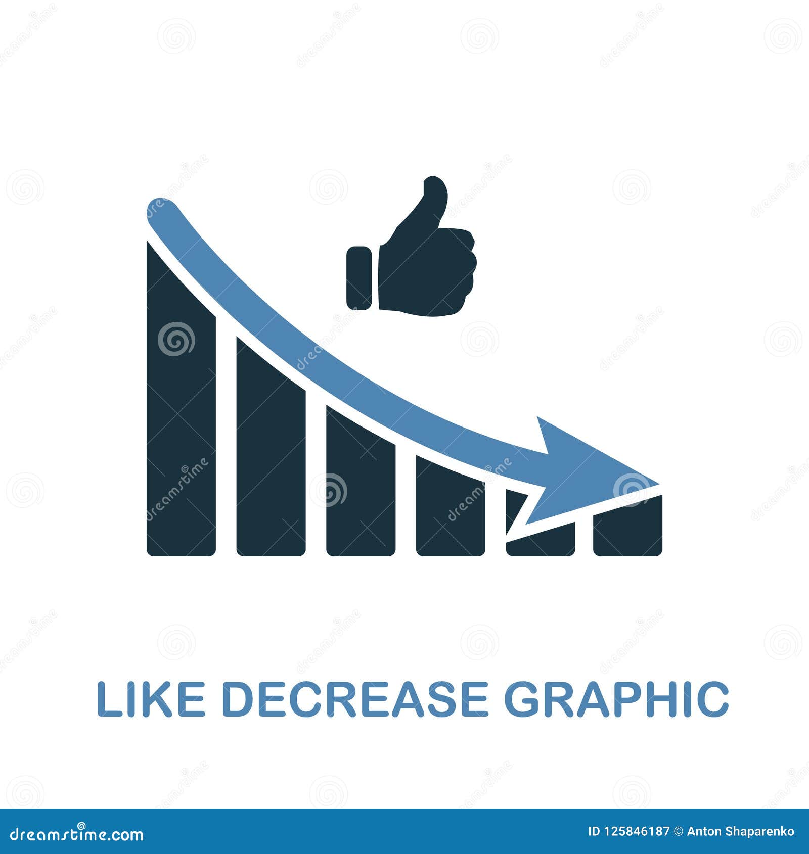Like Decrease Graphic Icon. Monochrome Style Design from Diagram Icon Collection. UI. Pixel ...