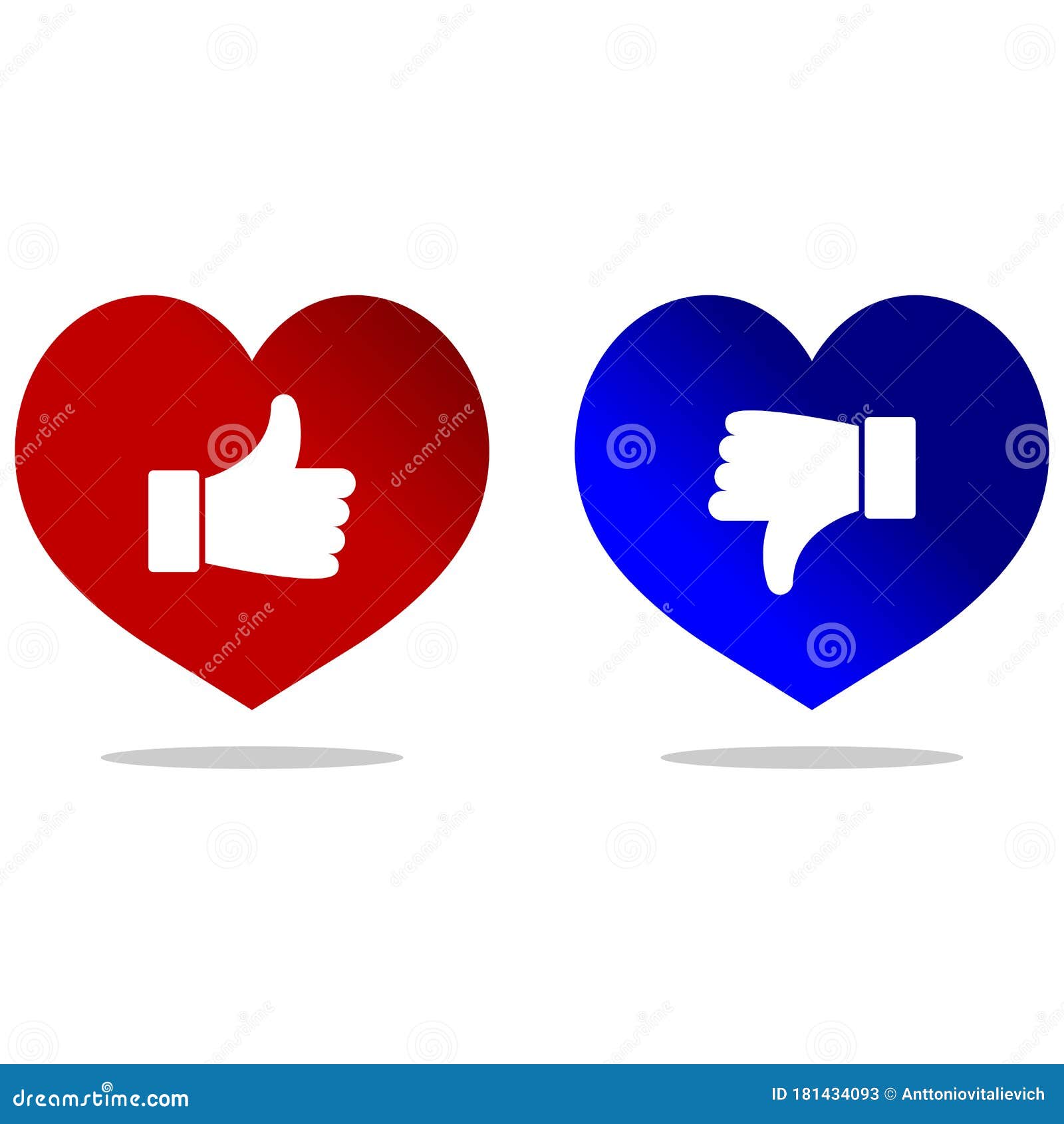 Like - Dislike and Heart Icons Stock Vector - Illustration of media ...