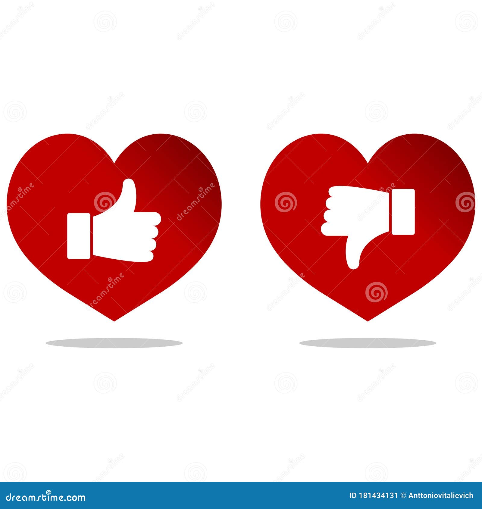 Like - Dislike and Heart Icons Stock Vector - Illustration of love ...
