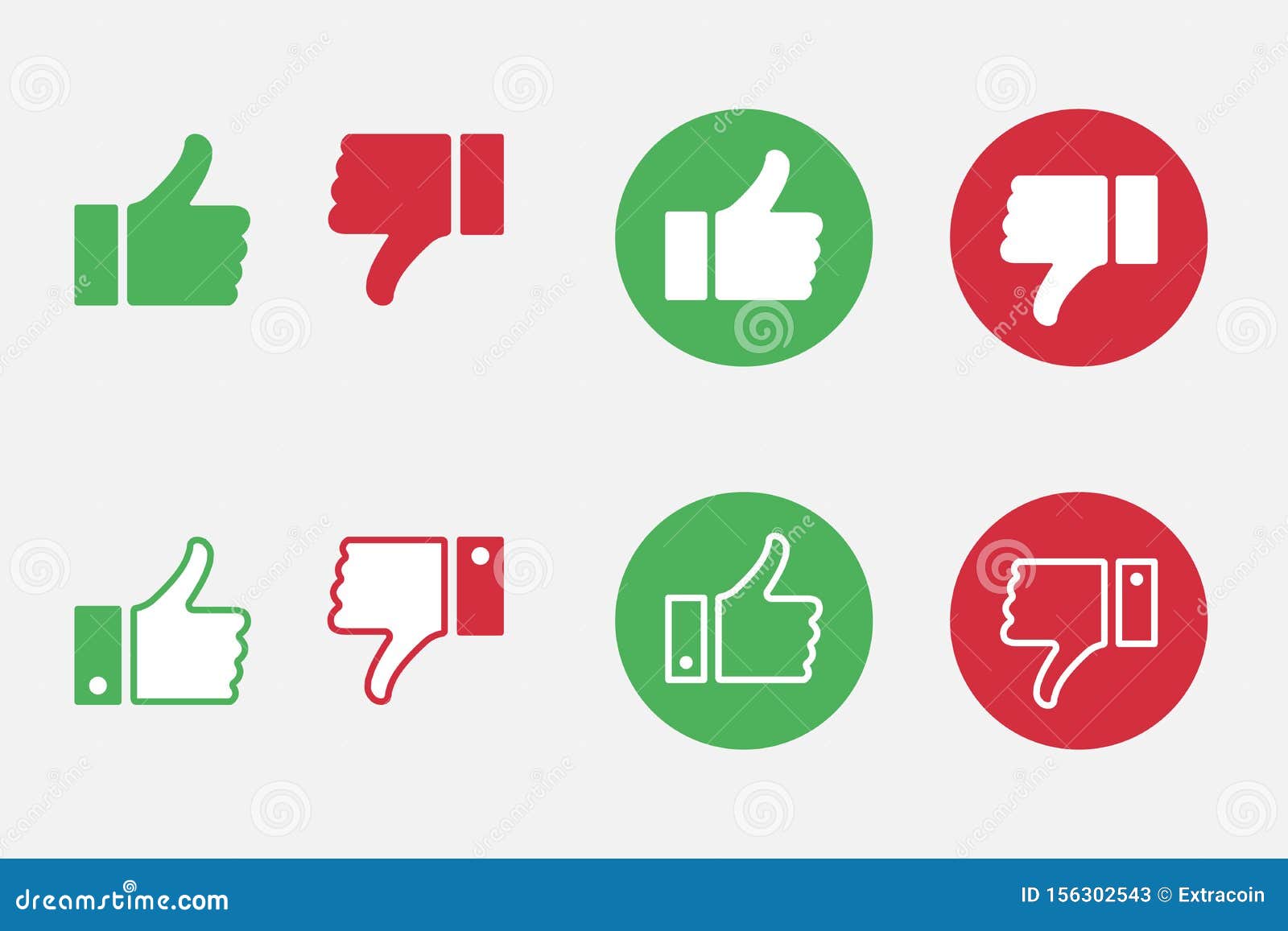 Like and Dislike Icon Set, Thumbs Up and Thumbs Down Signs and Buttons ...
