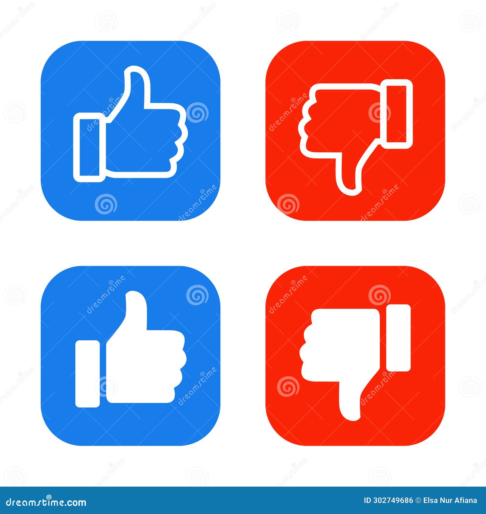 Like and Dislike Icon Vector on Square Background. Thumb Up and Down ...