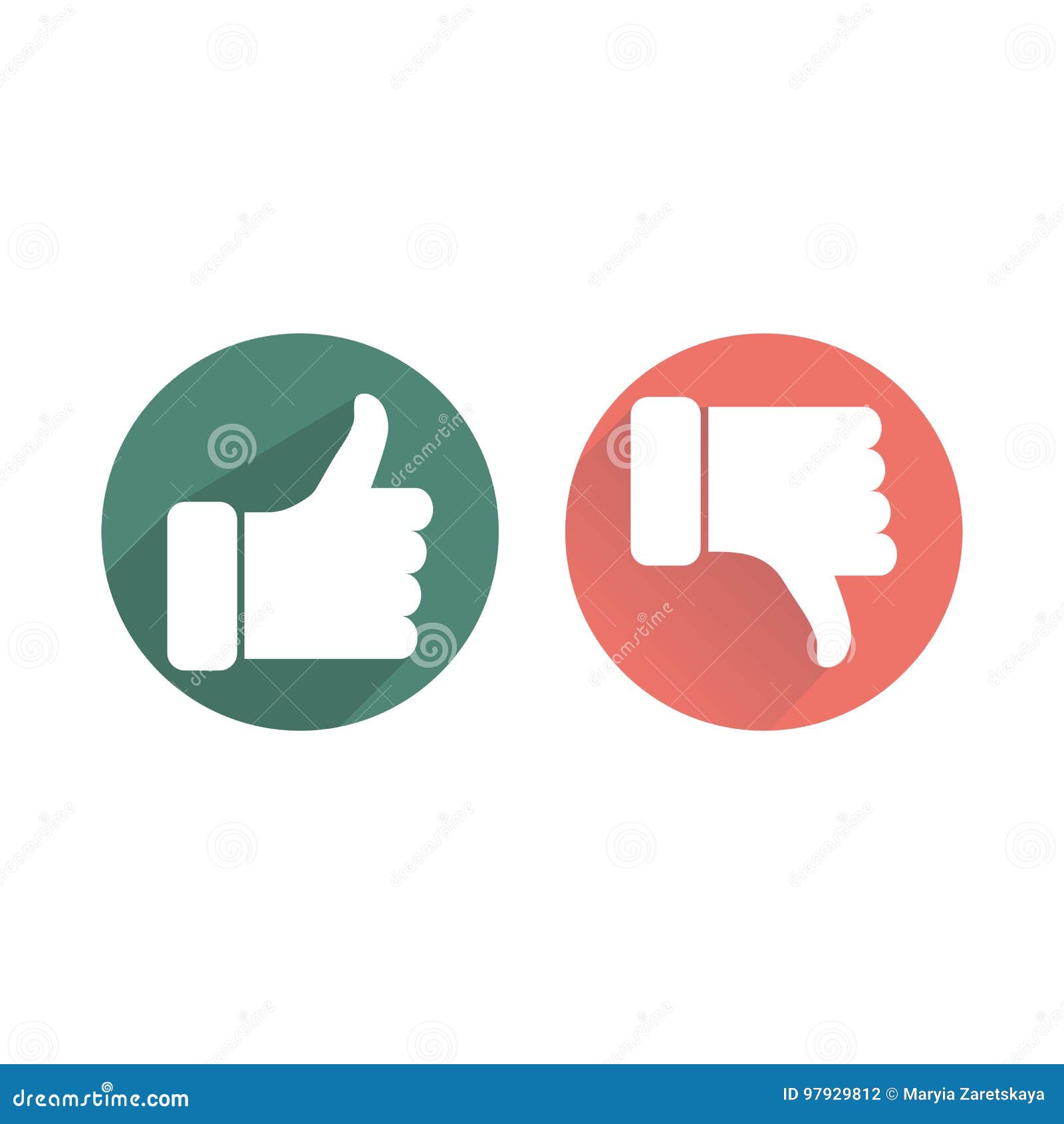 Like and Dislike Icons. Flat Design Stock Vector - Illustration of ...