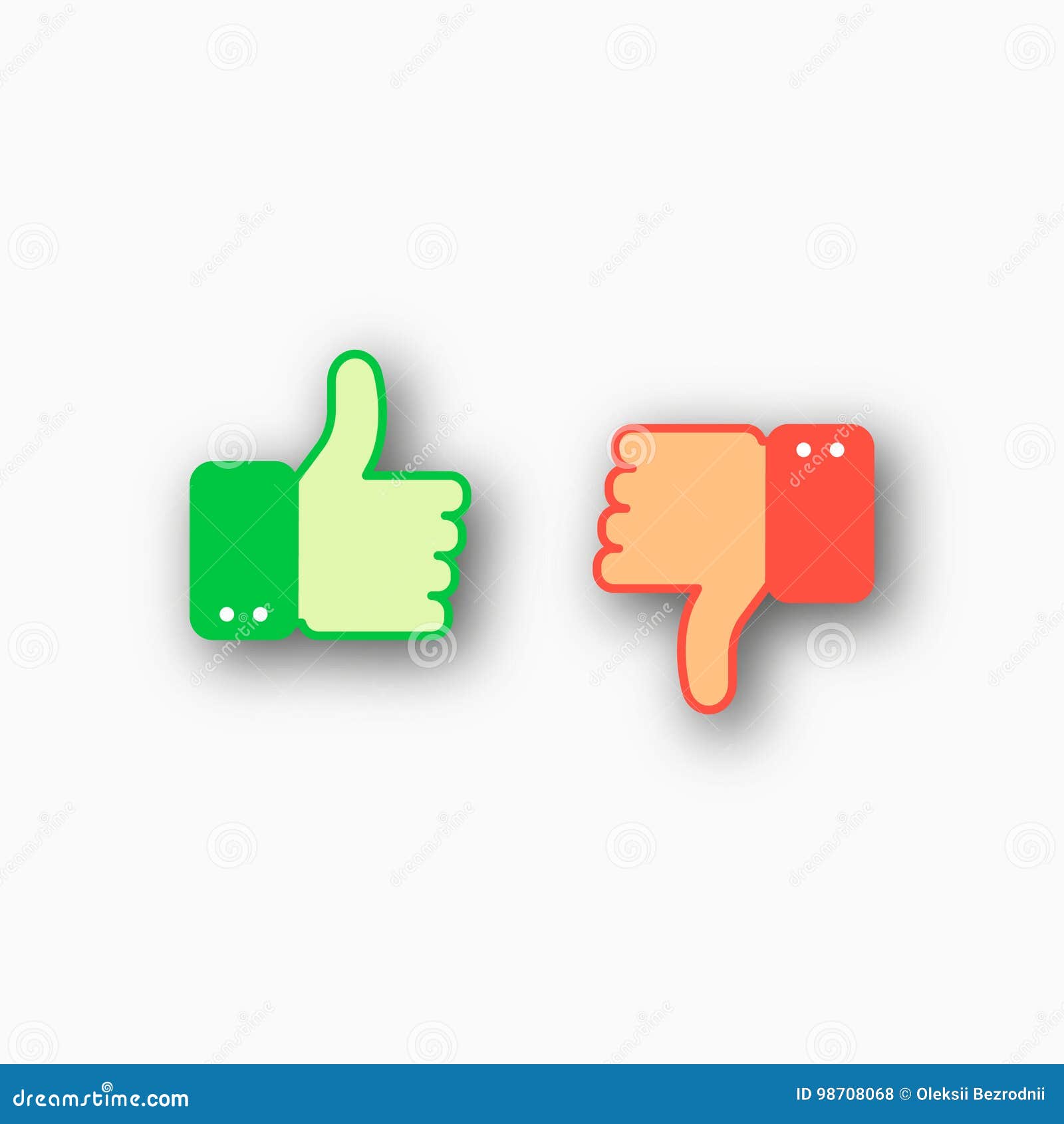 Like and dislike icons set stock vector. Illustration of happy - 98708068