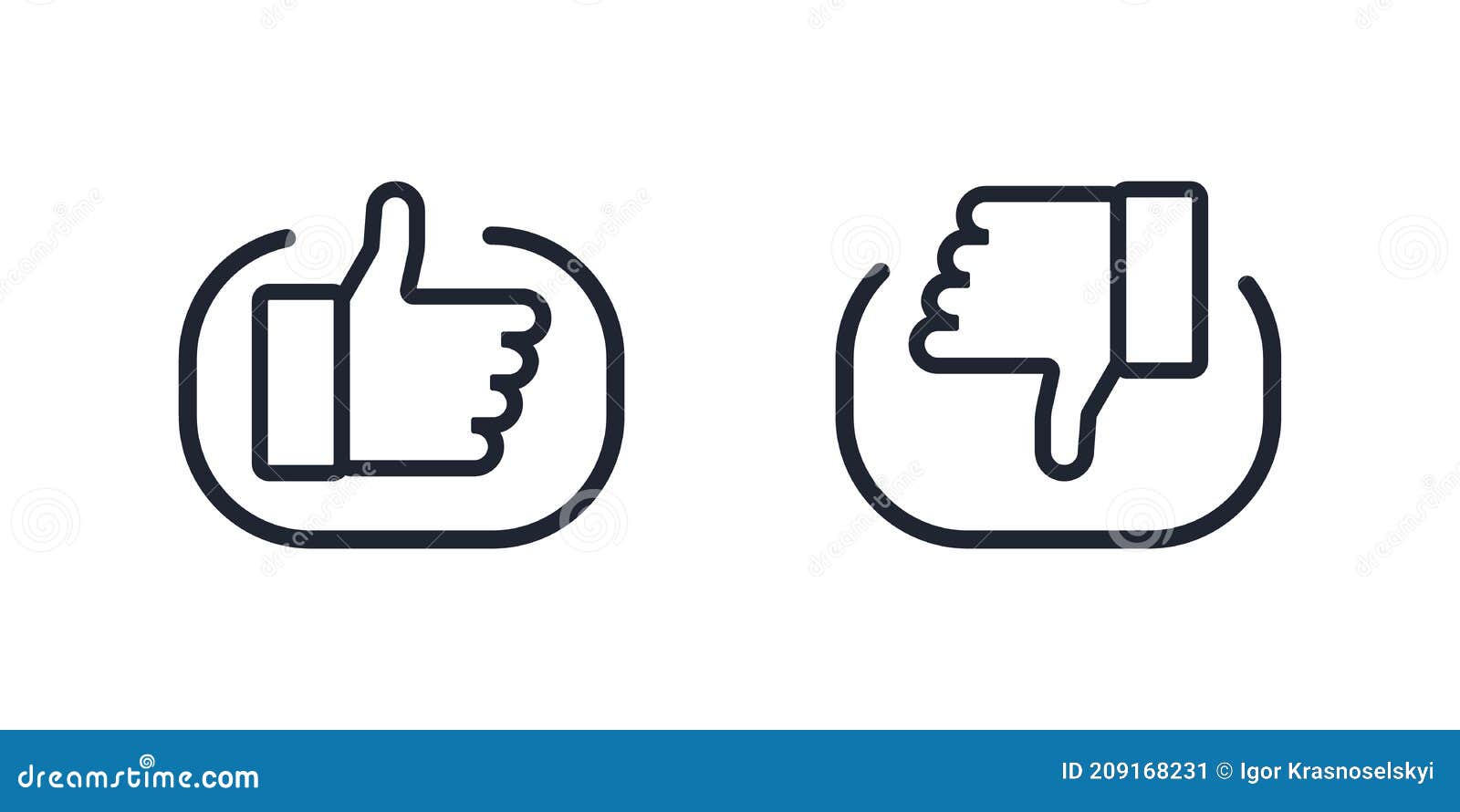Like and Dislike Icons. Thumb Up and Down Vector Icons. Line Design ...