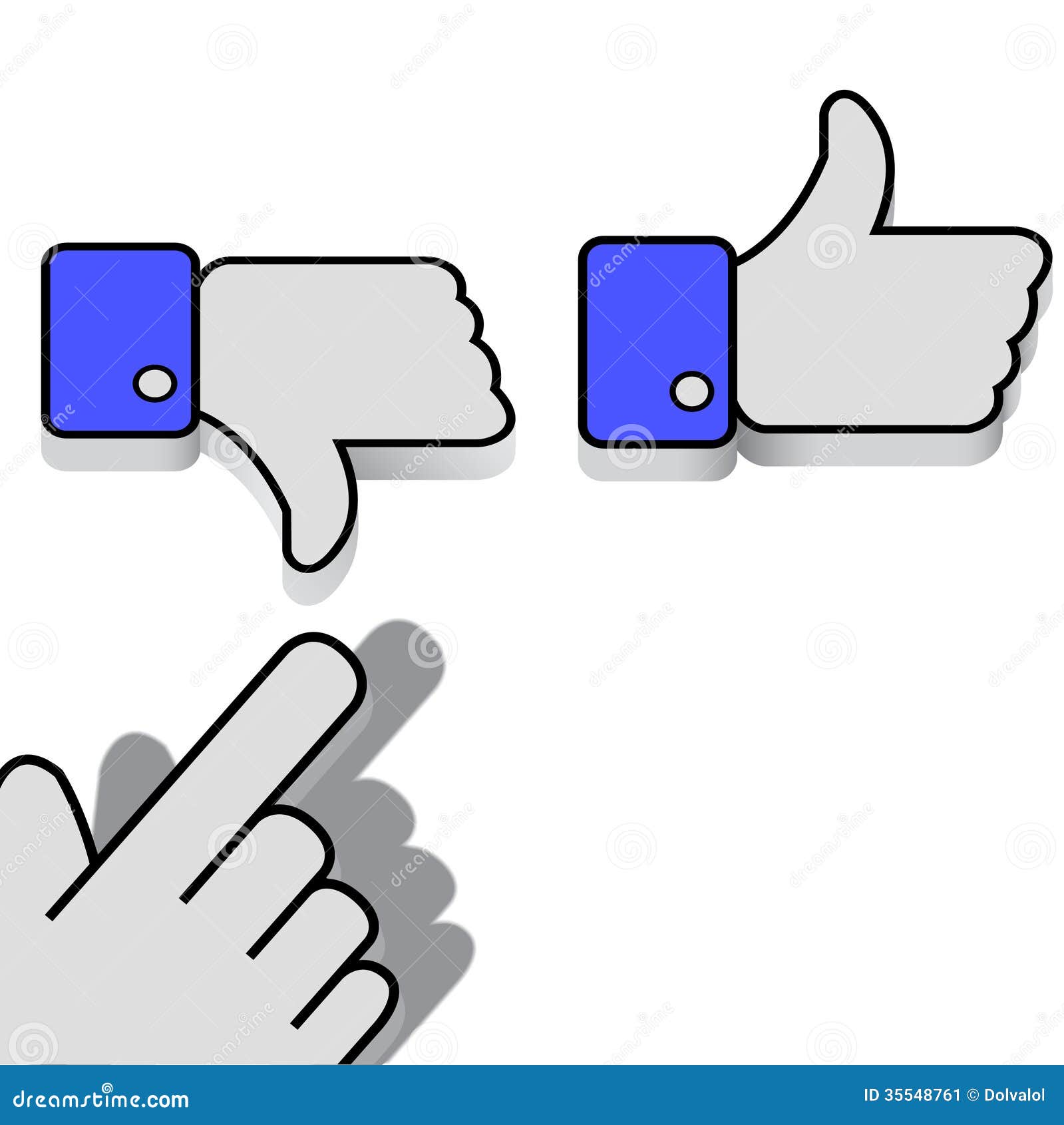 Click Like Share Icon In Blue Color ,hand Cursor And Like Thumb Cartoon ...