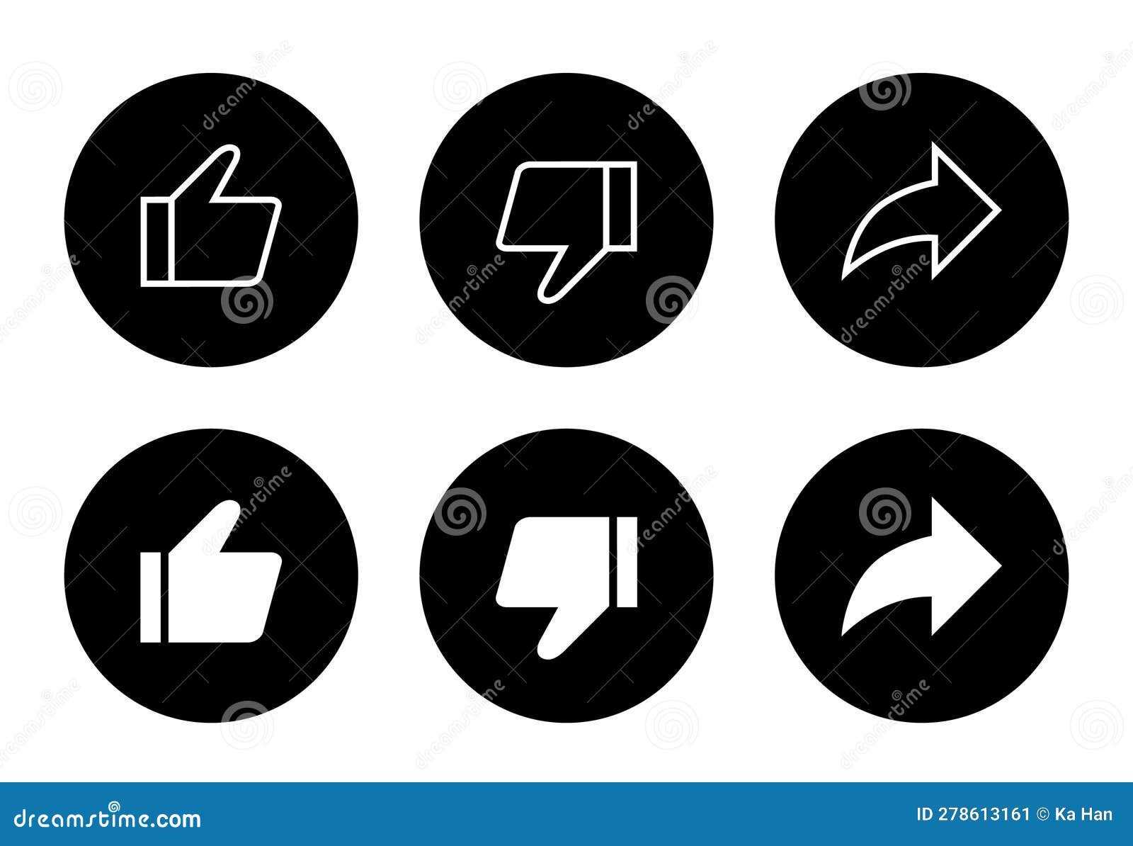 Like, Dislike, and Share Button Icon Vector. Elements for Video ...