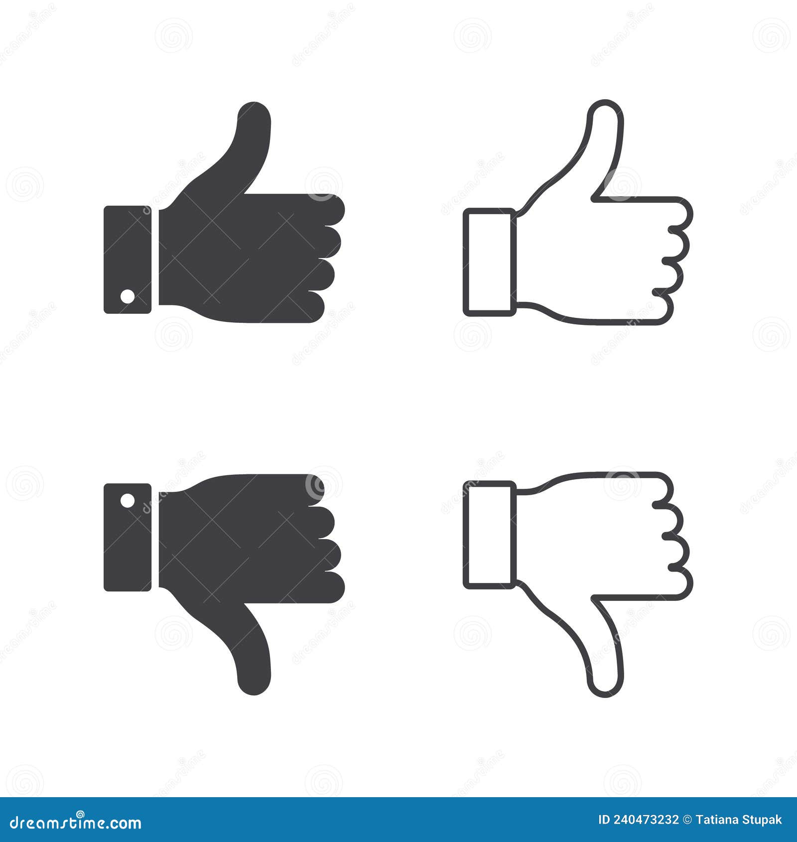 Like and Dislike Sign, Vector Icon, Isolated Button Editorial ...