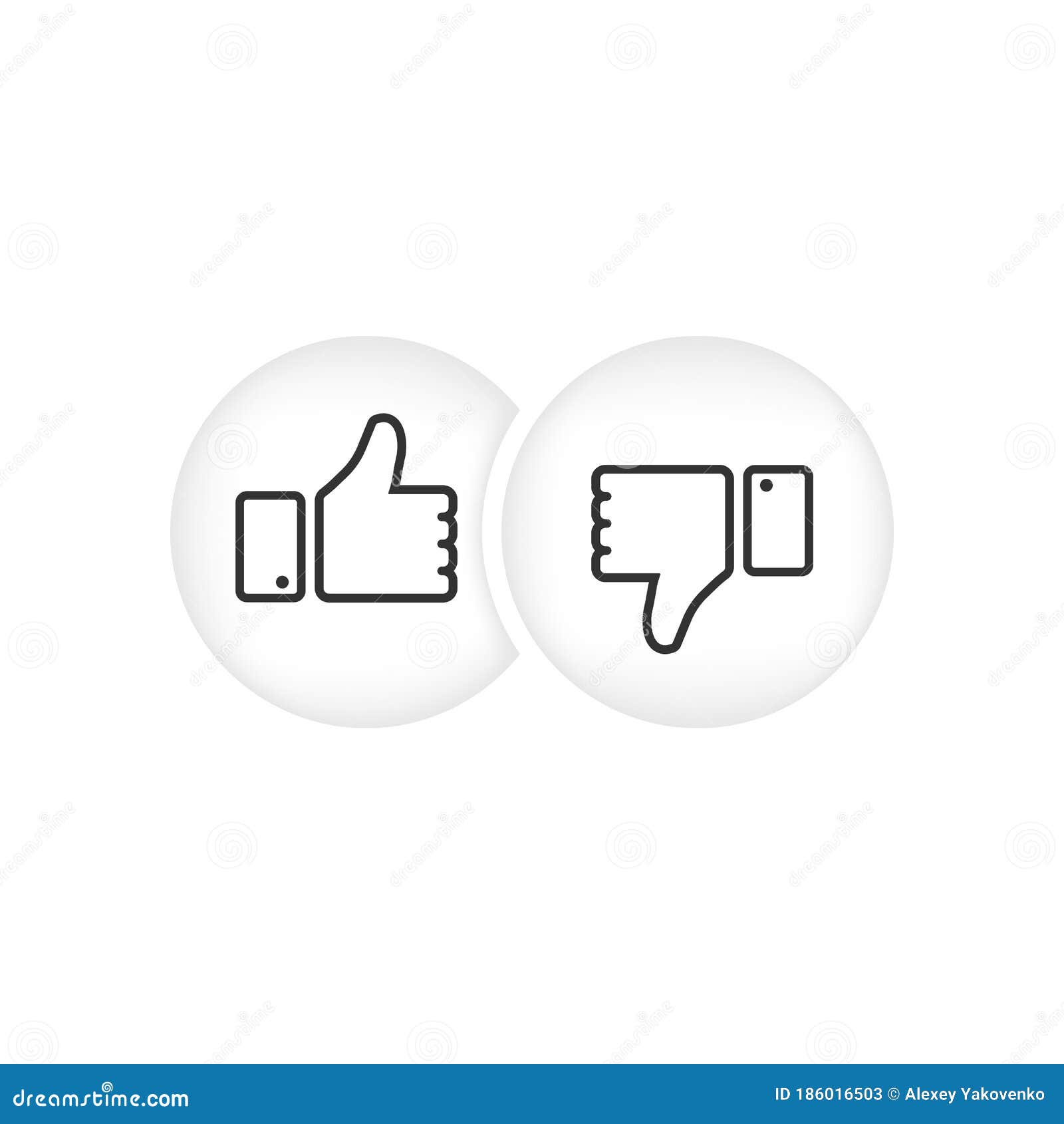 Like and Dislike Symbol Line Icon Button on Isolated White Background ...