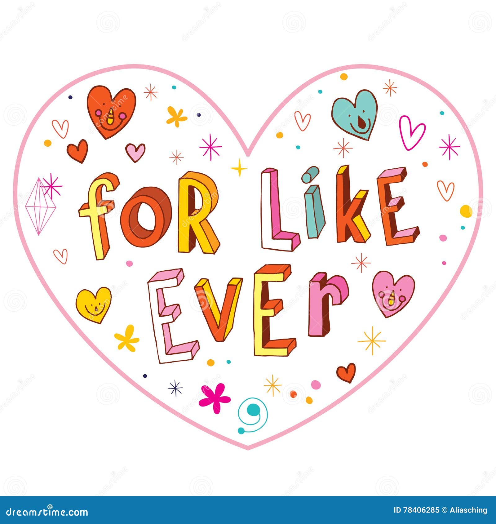 For Like Ever Heart Shaped Design Stock Vector - Illustration of like ...