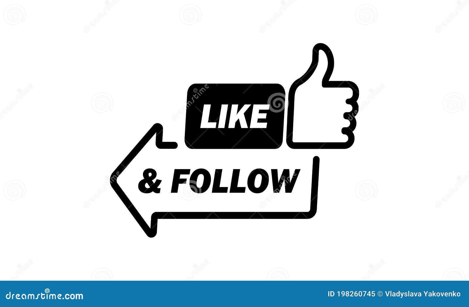 Like and Follow Button in Black. for Social Media Users. Vector EPS 10 ...