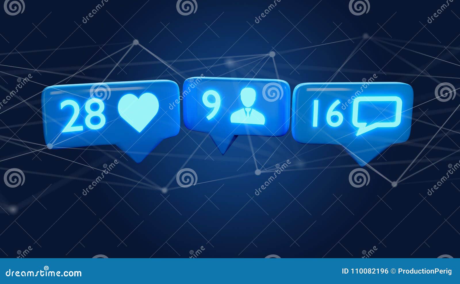 Like, Follower and Message Notification on Social Network - 3d R Stock ...