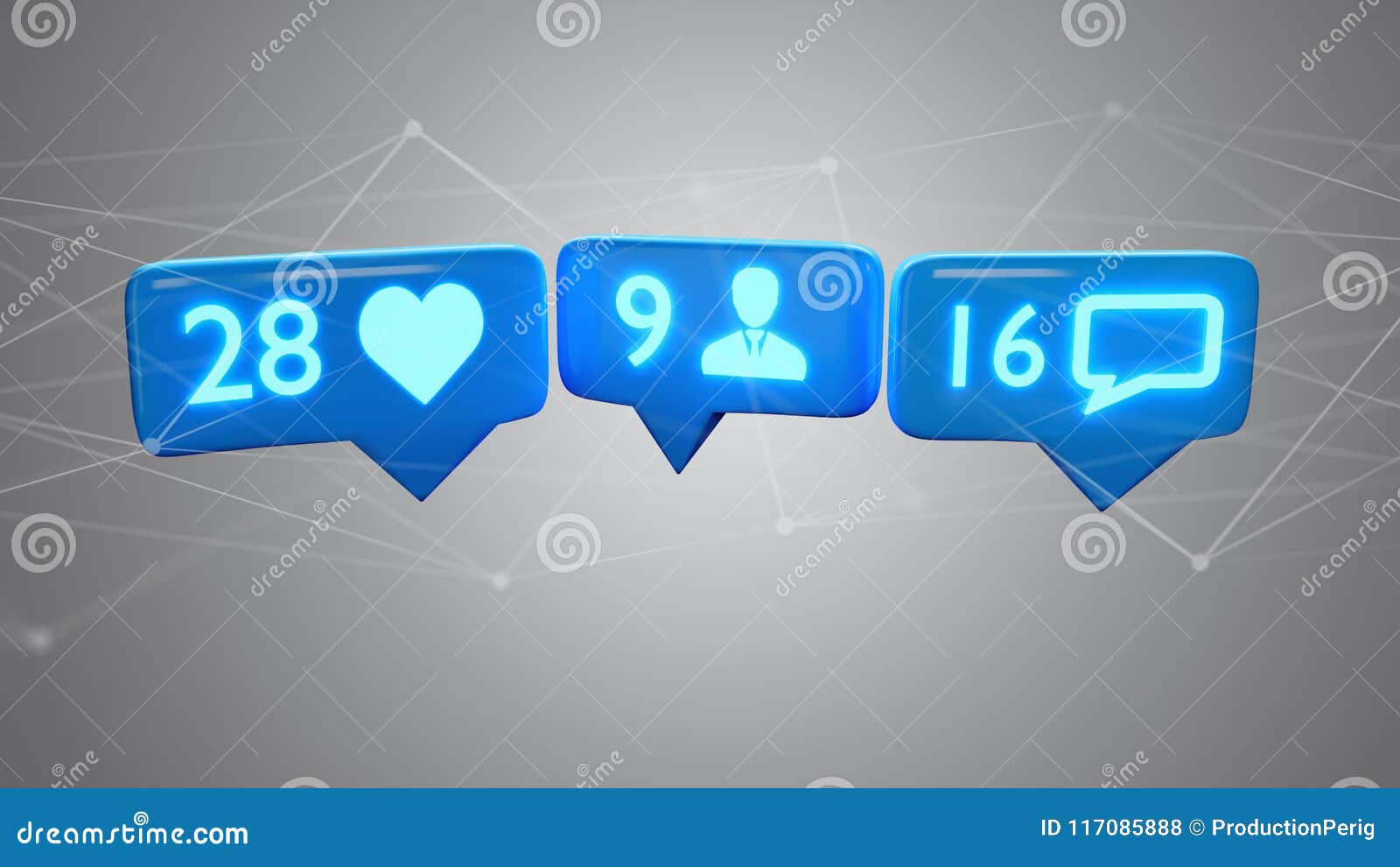 Like, Follower and Message Notification on Social Network - 3d R Stock ...