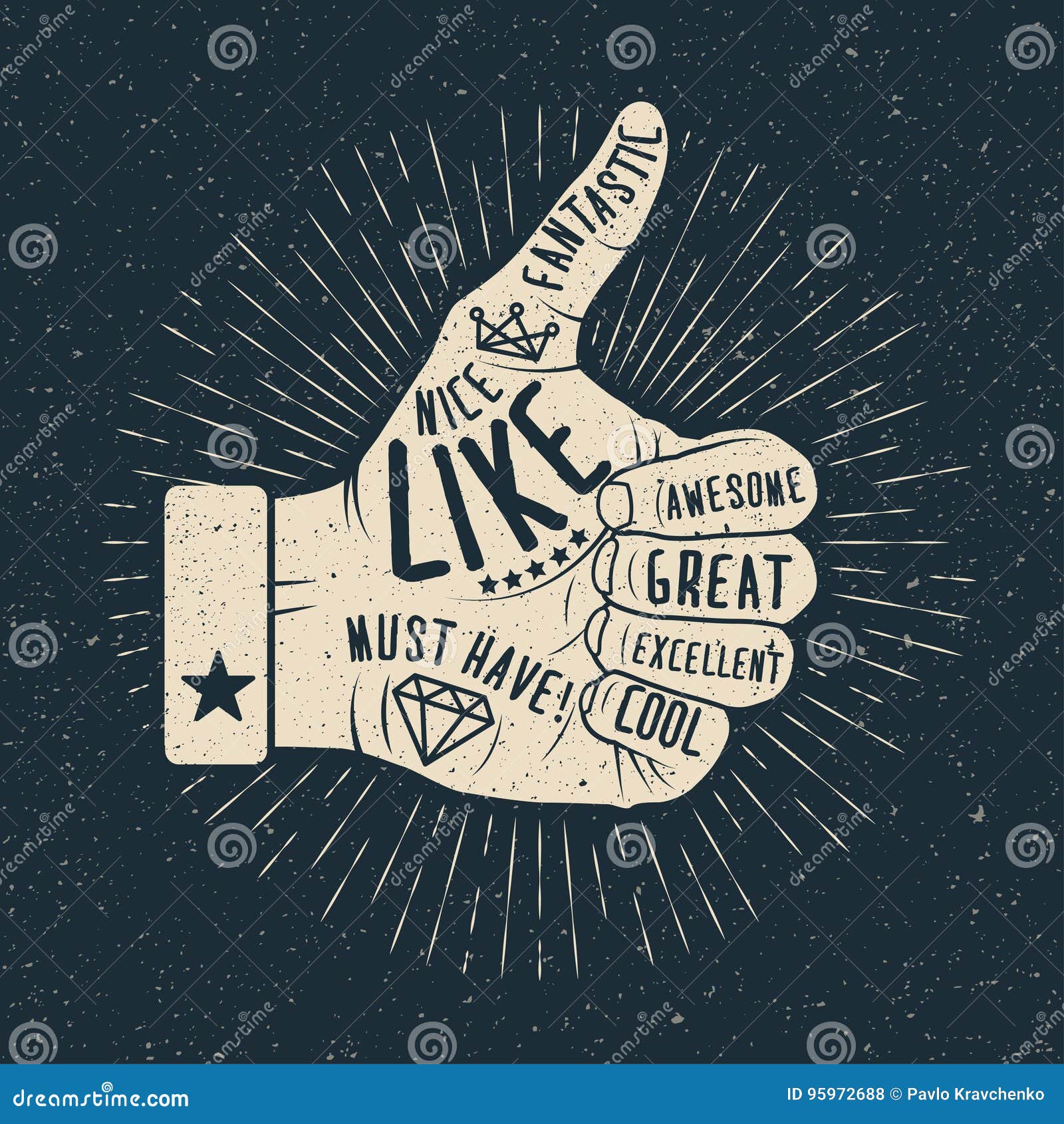 Like Hand. Vintage Styled Vector Illustration. Stock Vector ...
