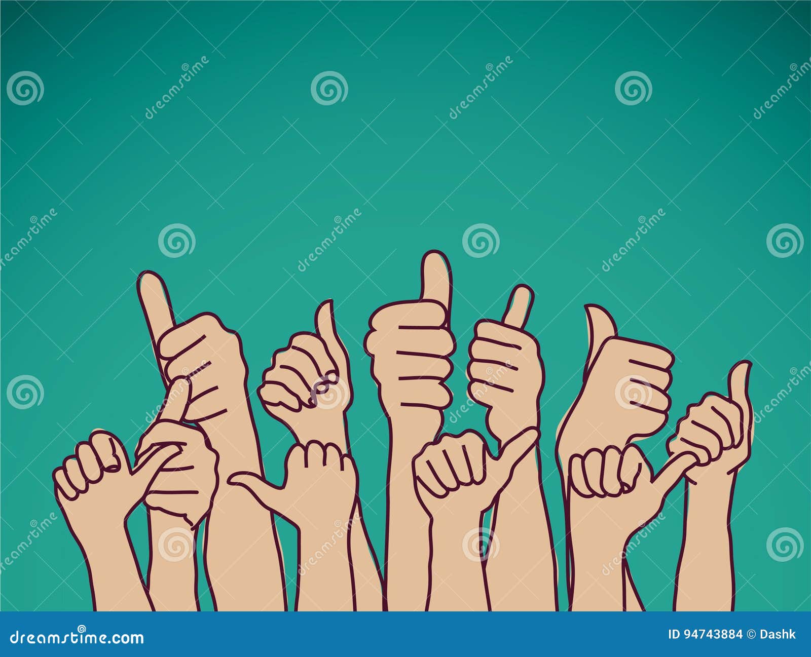 Hands Sign, Thumbs Up LIKE LOVE OK Cartoon Vector Illustration ...