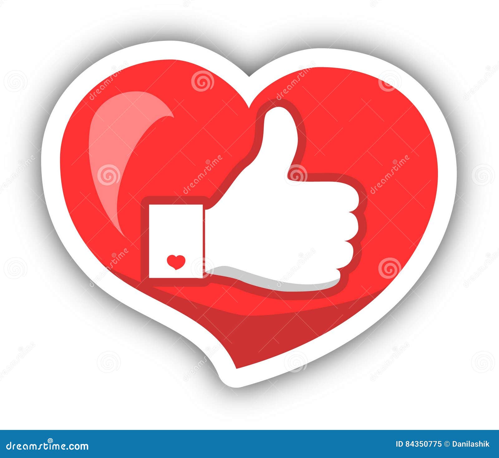 Like, Heart Icon with Shadow. Vector Illustration Stock Vector ...