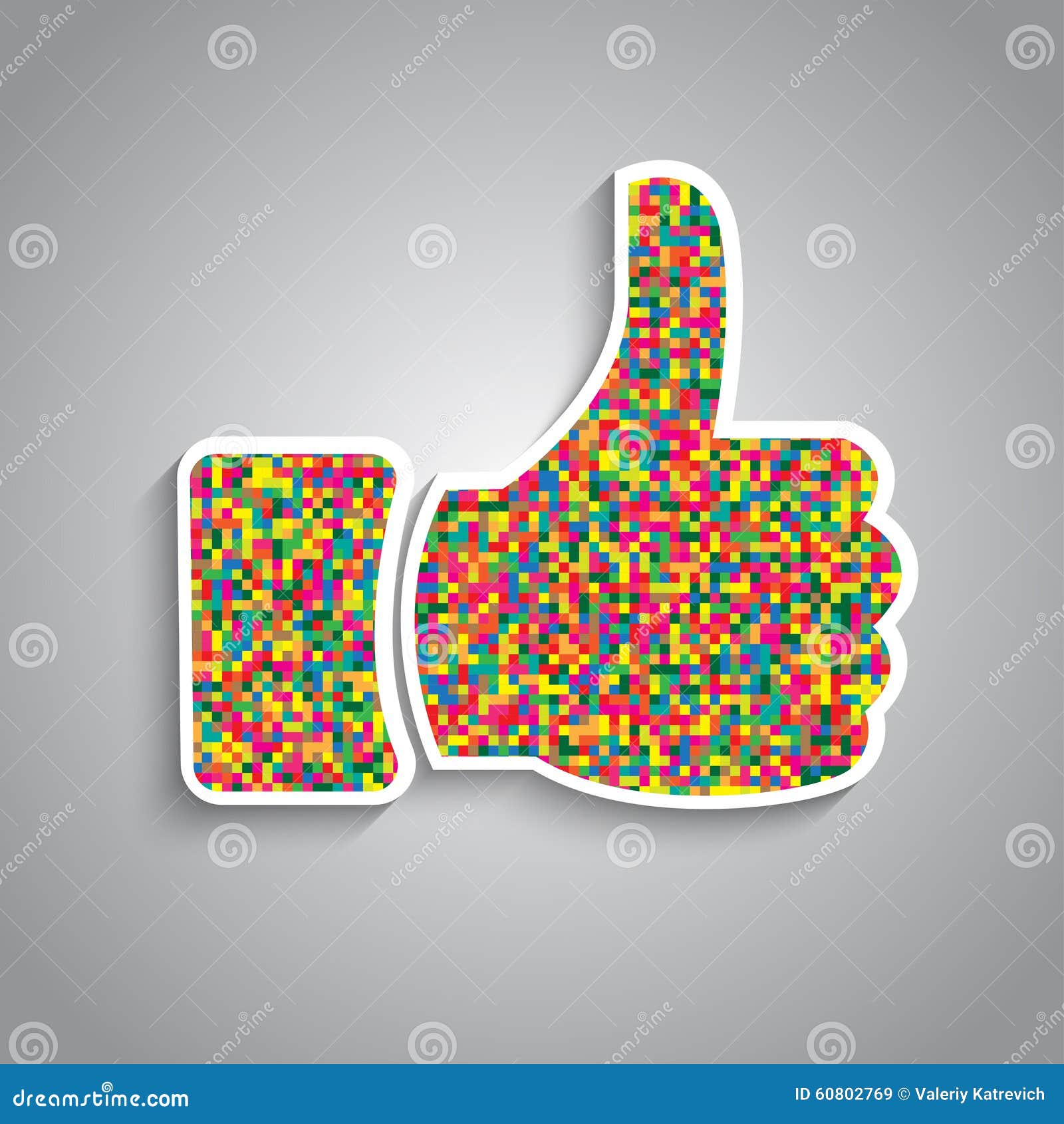 LIKE Icon, Hand Colorfull Pixels Icon. Vector Stock Vector ...