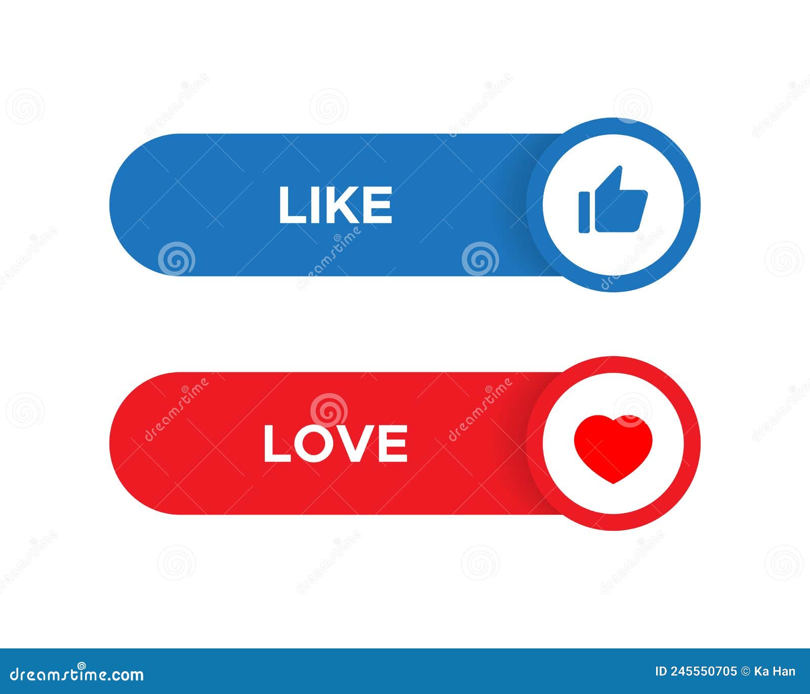 Like and Love Icon Vector in Bar Button Stock Vector - Illustration of ...