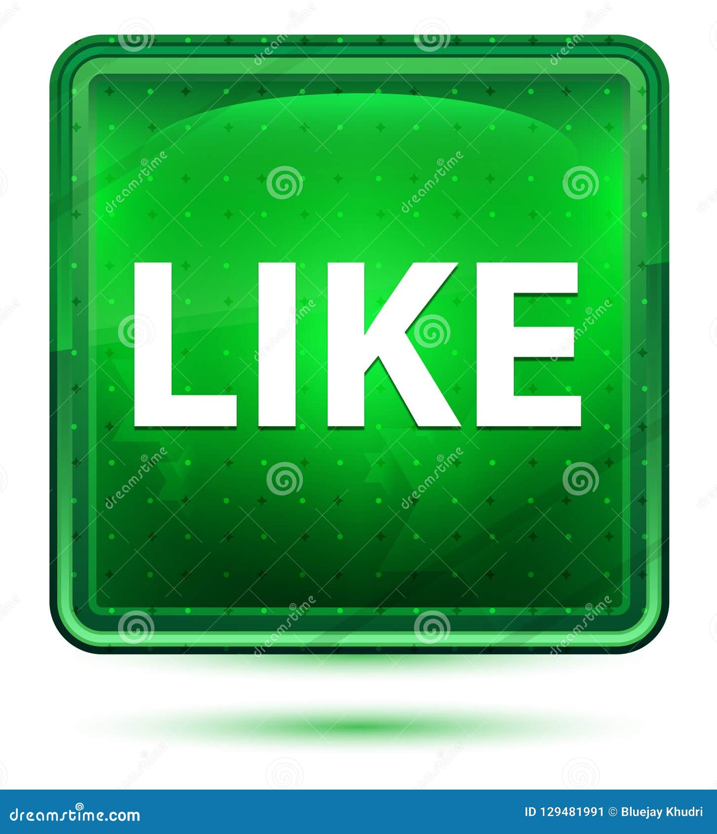 Like Neon Light Green Square Button Stock Illustration - Illustration ...