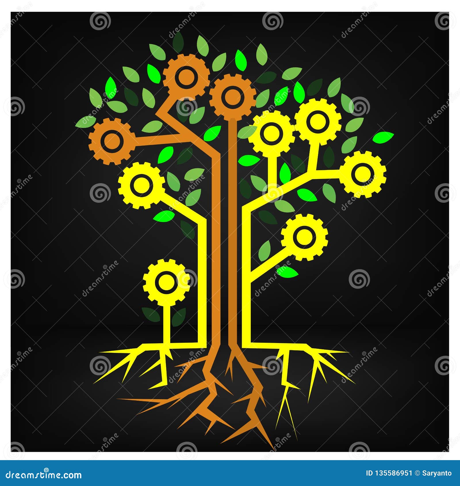 Colorful Gear Tree Stock Design Vector. Vector Illustration Stock ...