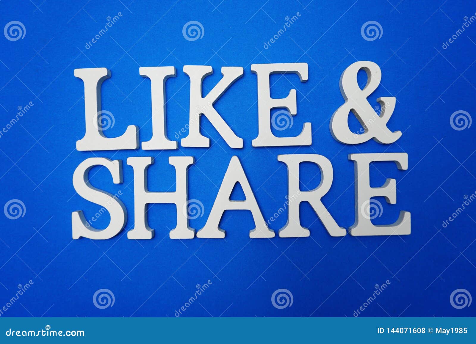 Like and Share Alphabet Letters on Blue Background Stock Photo - Image ...