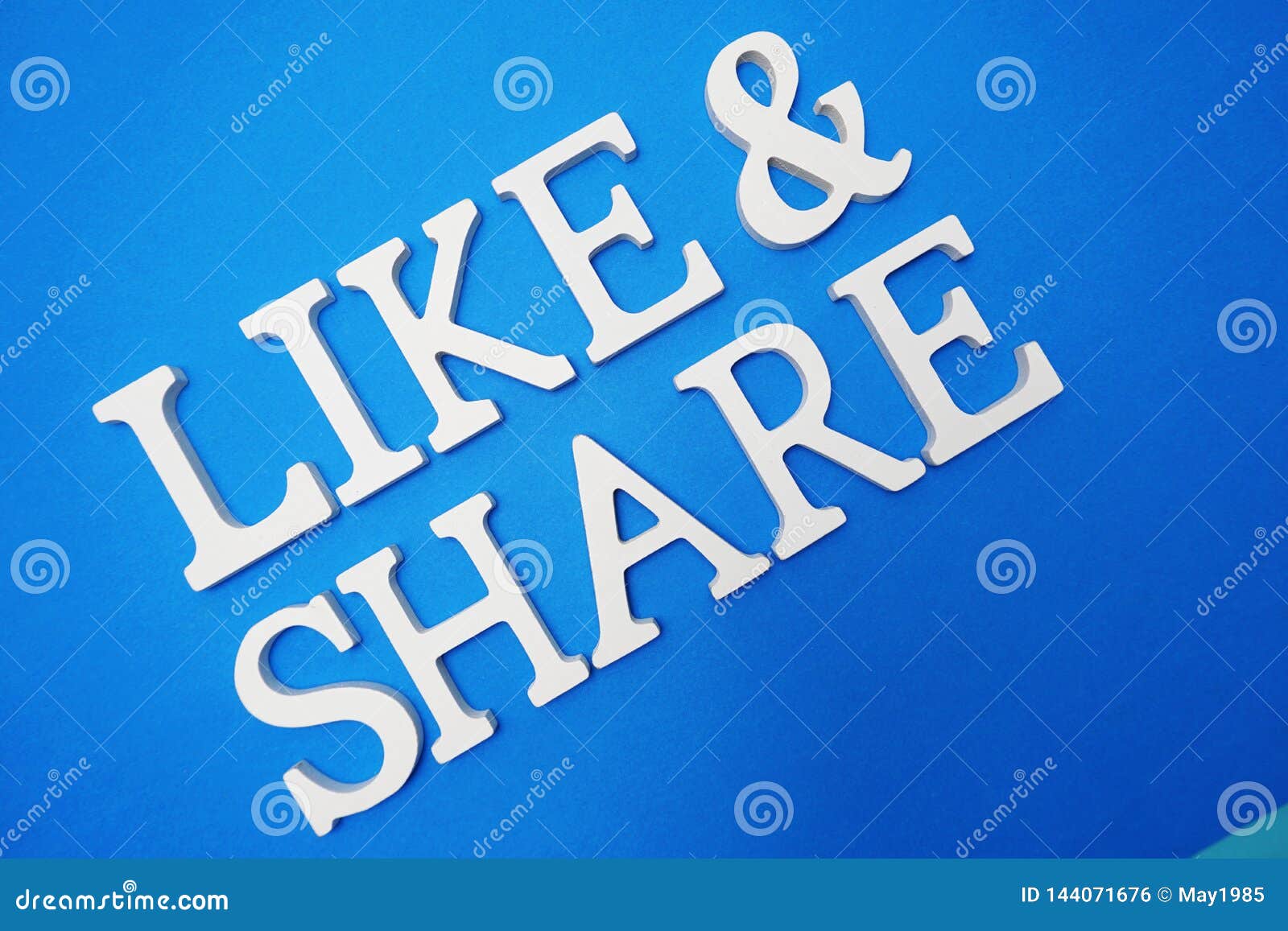 Like and Share Alphabet Letters on Blue Background Stock Photo - Image ...