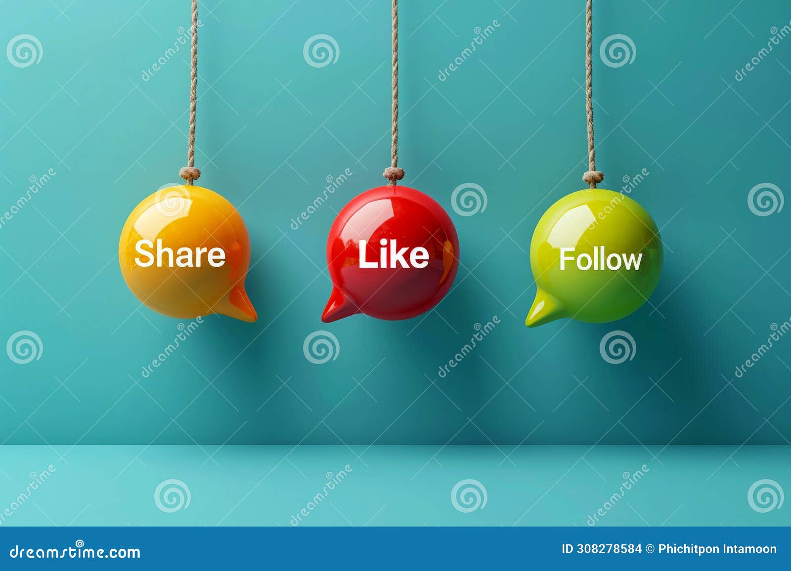 Like Share Follow Concept. Bubble Display Background Stock Illustration ...