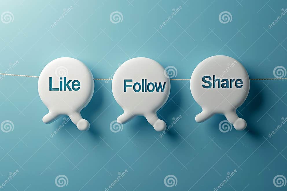 Like Share Follow Concept. Bubble Display Background Stock Illustration ...