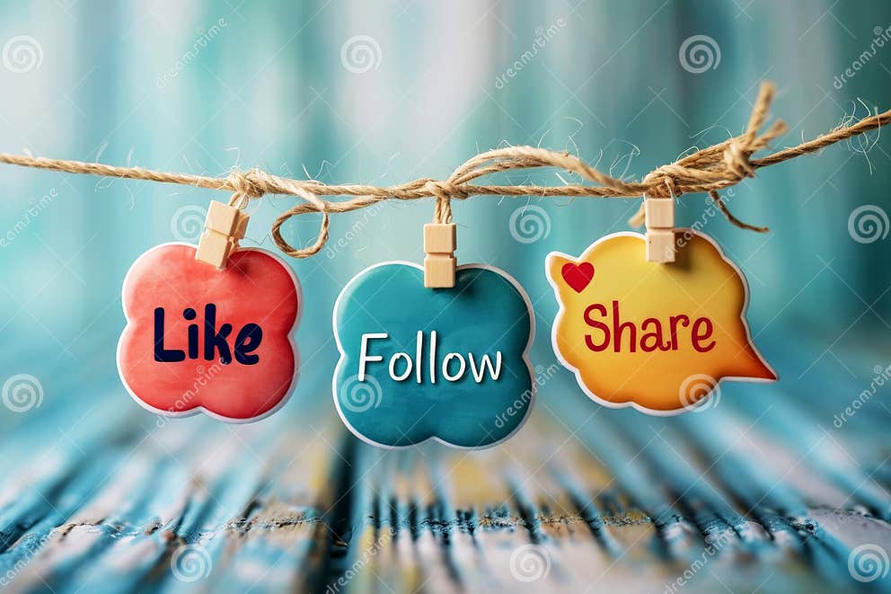 Like Share Follow Concept. Bubble Display Background Stock Image ...