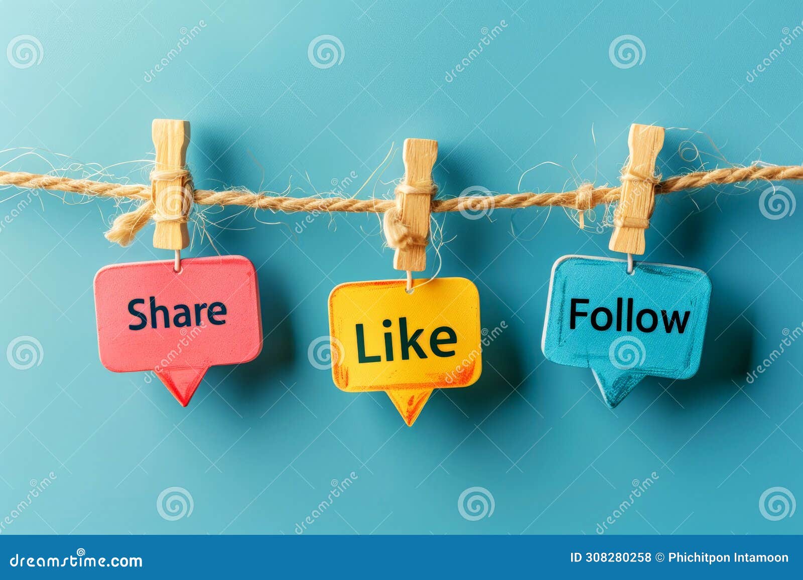 Like Share Follow Concept. Bubble Display Background Stock Photo ...