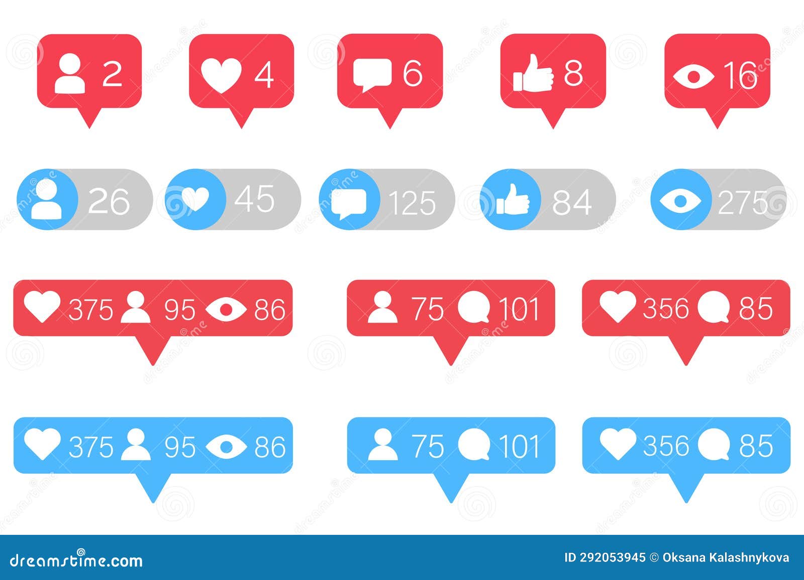Like Social Network Icons. Like, Thumb Up and Heart Collection. Buton ...