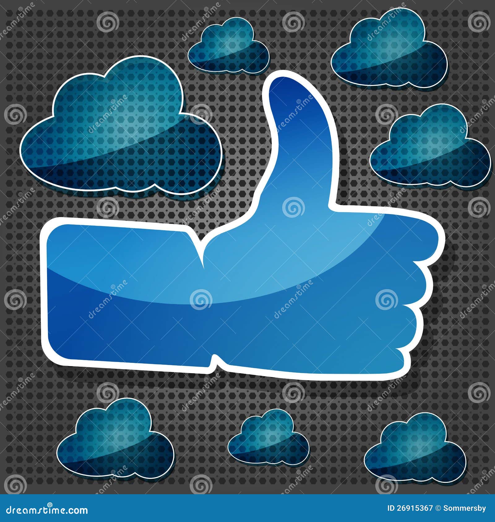 Like Symbol with Transparency Blue Clouds Stock Vector - Illustration ...