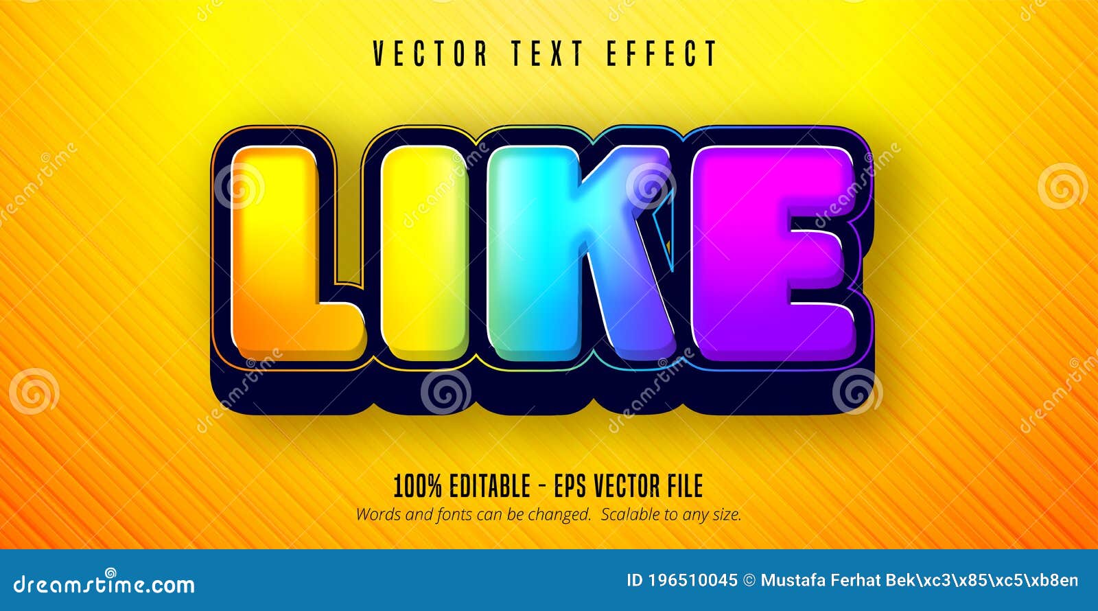Like Text, Shiny Colorful Editable Text Effect Stock Vector ...