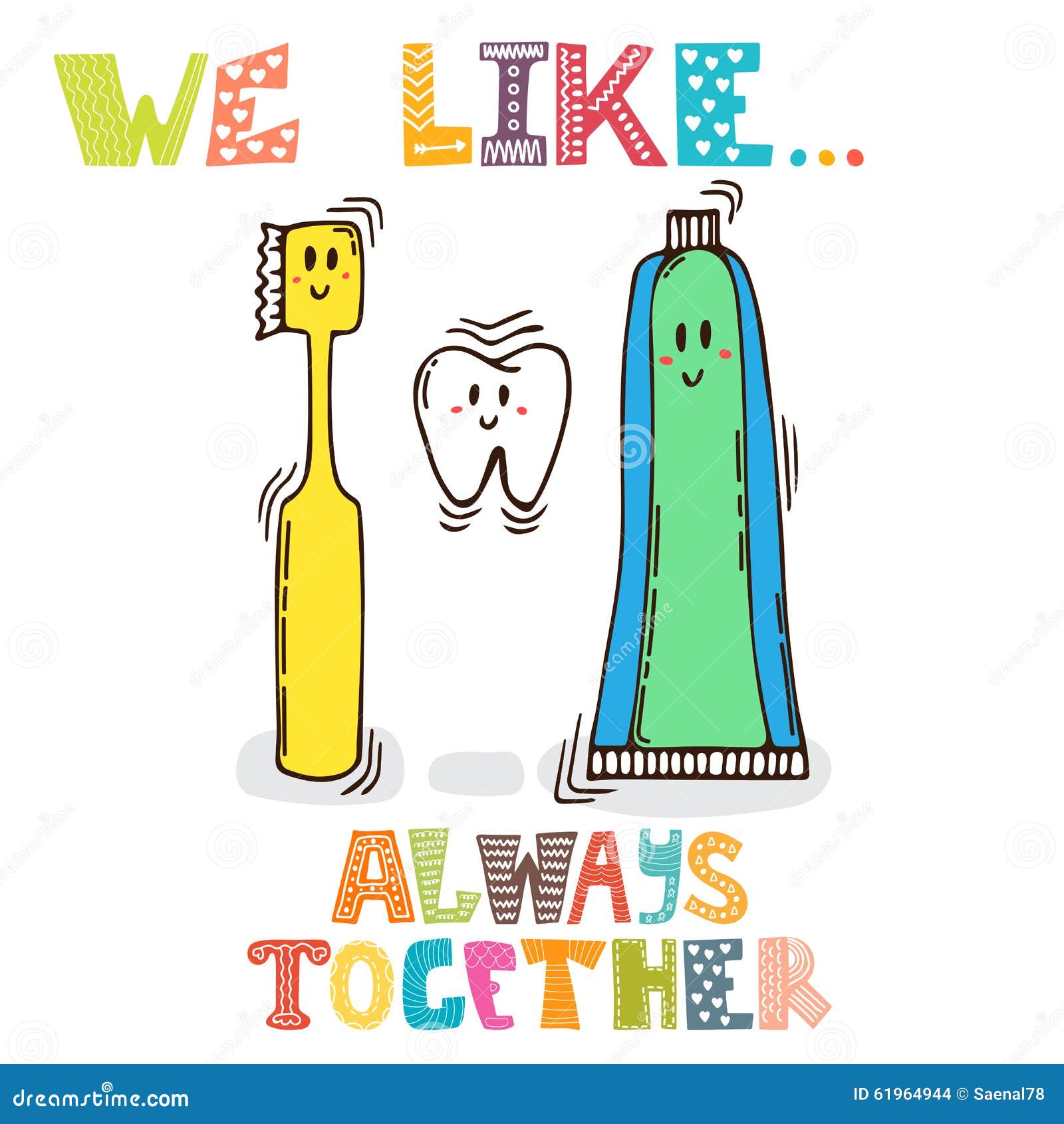 Tooth With Toothpaste Hair. Hands Up. Shining Stars. Cute Funny Cartoon ...