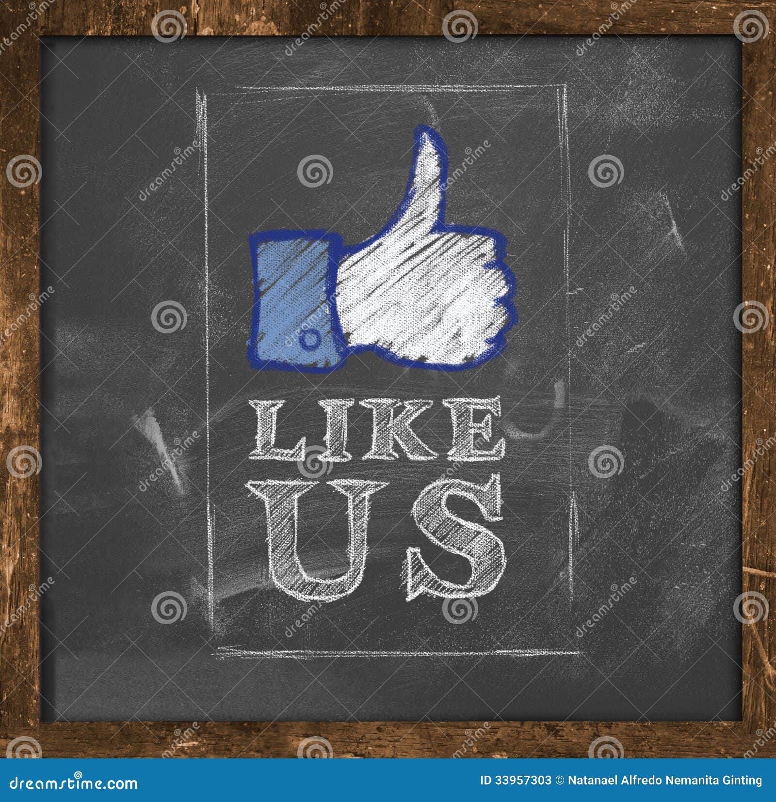 Like us on blackboard stock image. Image of hand, like - 33957303