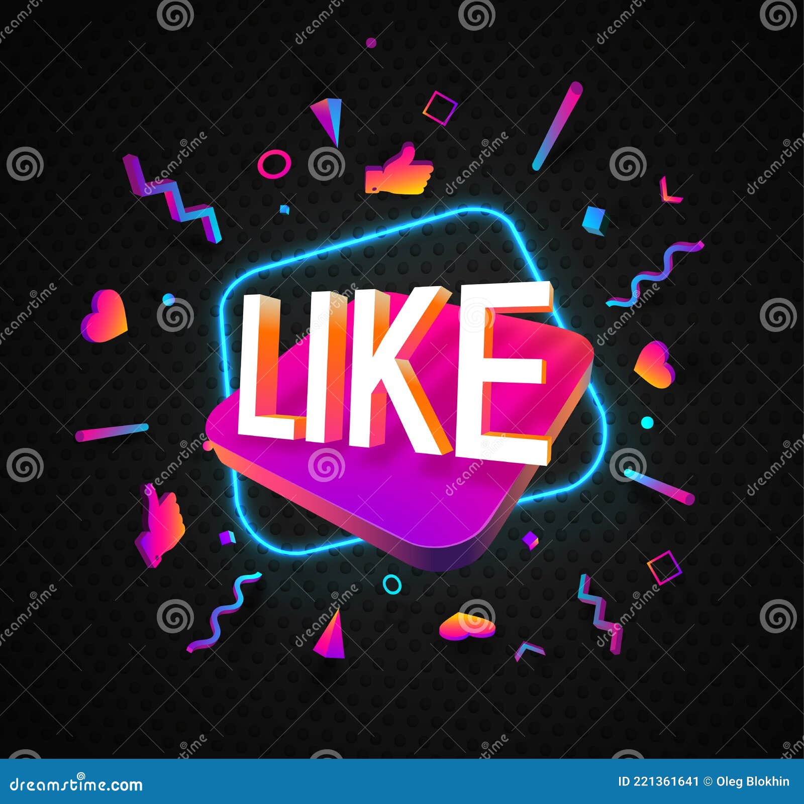 Like Word Social Media Vector Web Banner on Dark Background. Thumb ...