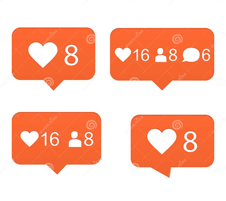 Likes, Set of Counter Notification Stock Vector - Illustration of ...