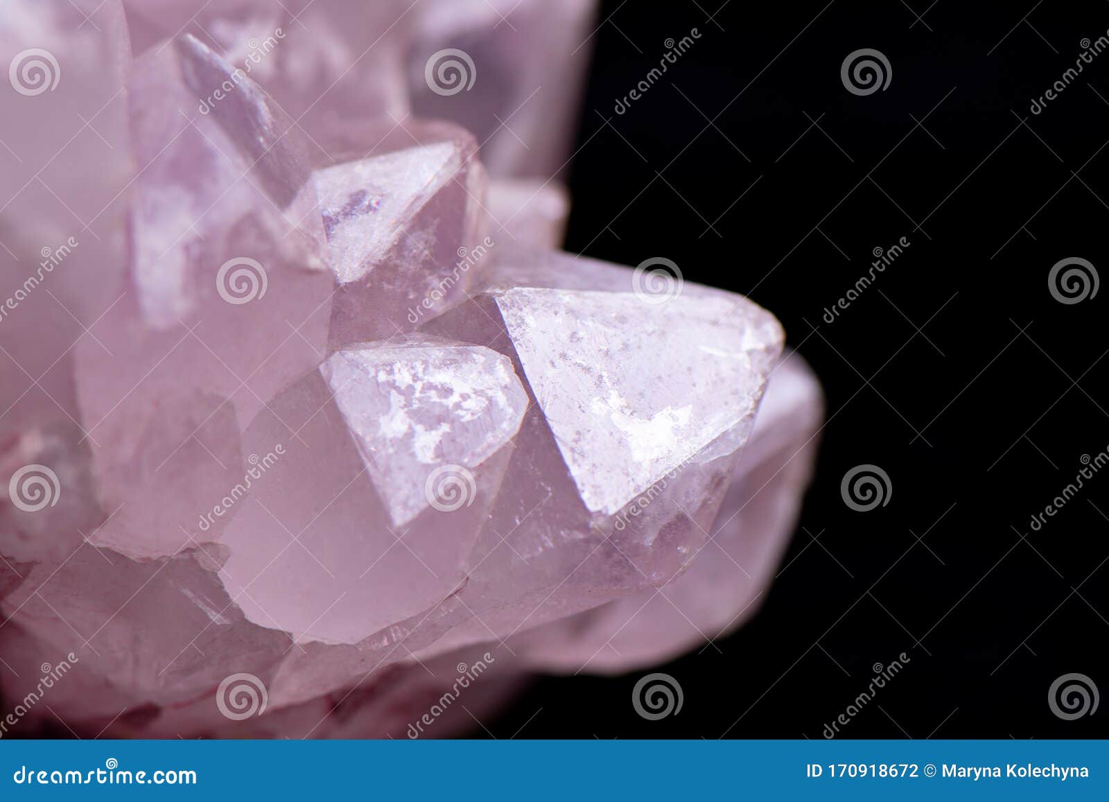 Lilac Amethyst Crystal on Black Background, Close Up Stock Photo ...