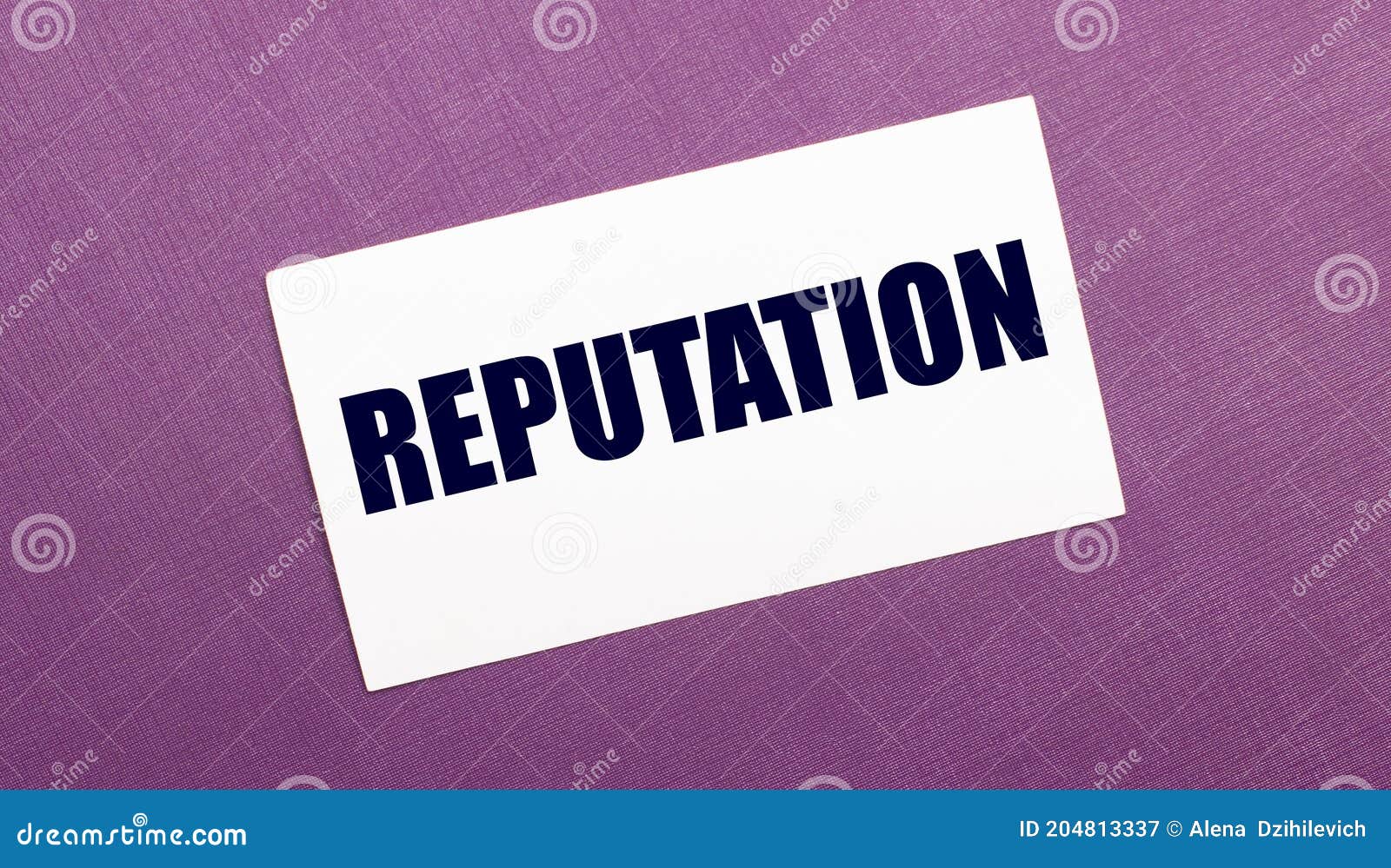 On a Lilac Background, a White Card with the Word REPUTATION Stock ...