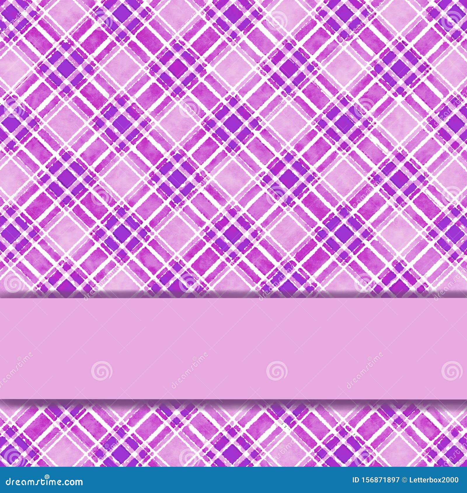 Lilac Checkered Background with Wide Band for Text. Geometric Pattern ...