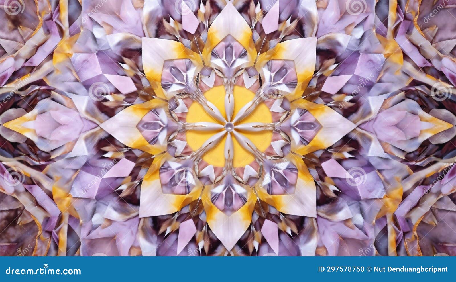 Lilac and Citrine Kaleidoscopic Mandala Abstract Patterns Stock Photo ...