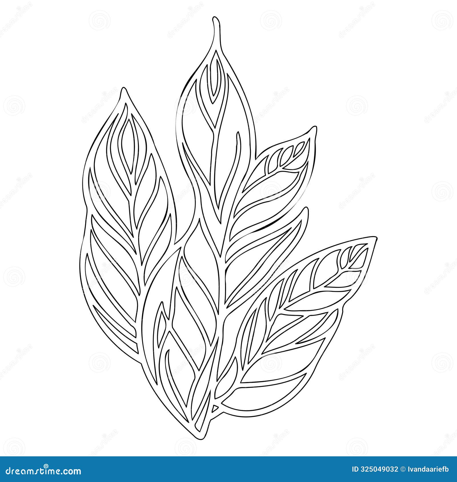 Lilac Leaf Floral Outline Illustration Sketch Stock Vector ...