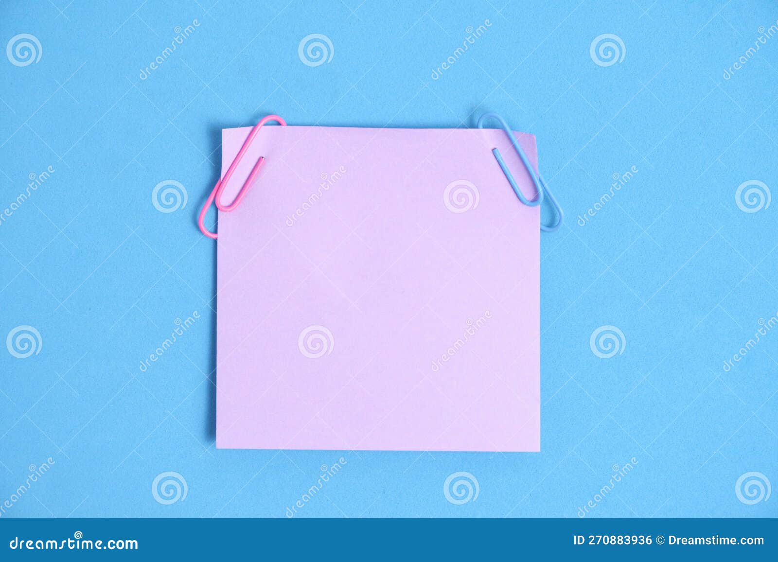 Lilac Paper Stickers for Writing Notes on a Blue Background. Stock ...