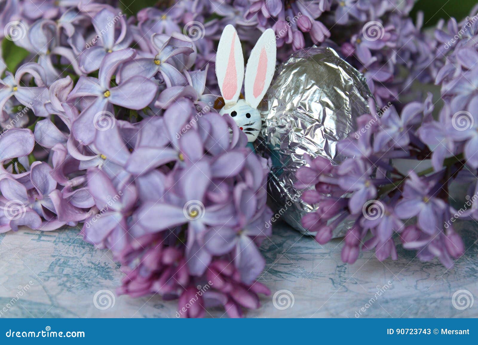 Lilac with rabbit stock image. Image of blossom, flower - 90723743
