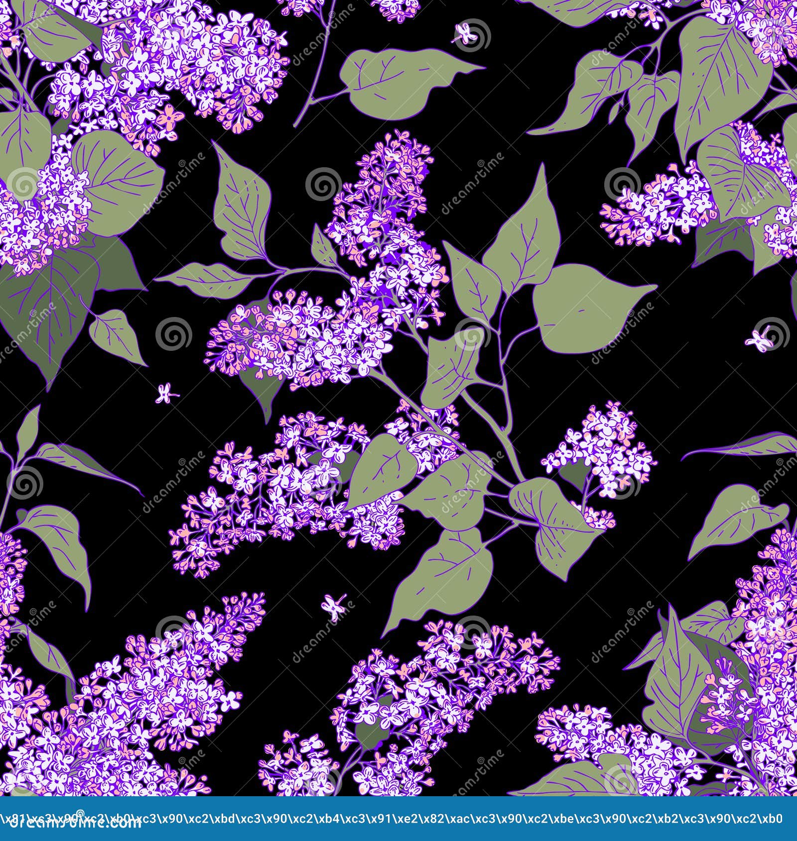 Lilac Seamless Pattern. stock vector. Illustration of hand - 54065889