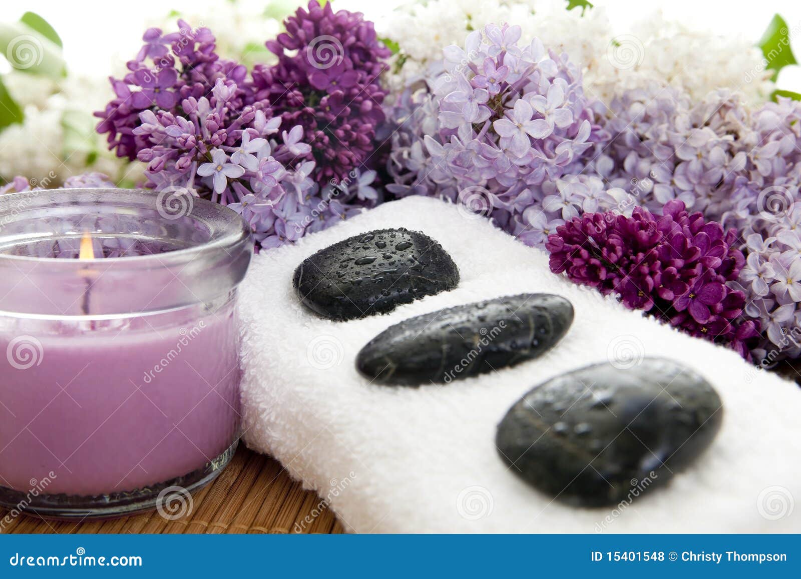 Lilac spa stock photo. Image of candle, bamboo, clinic - 15401548