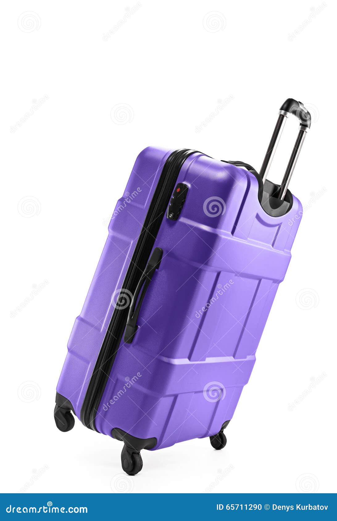 Lilac Suitcase Plastic on Two Wheels Stock Photo - Image of lilac ...