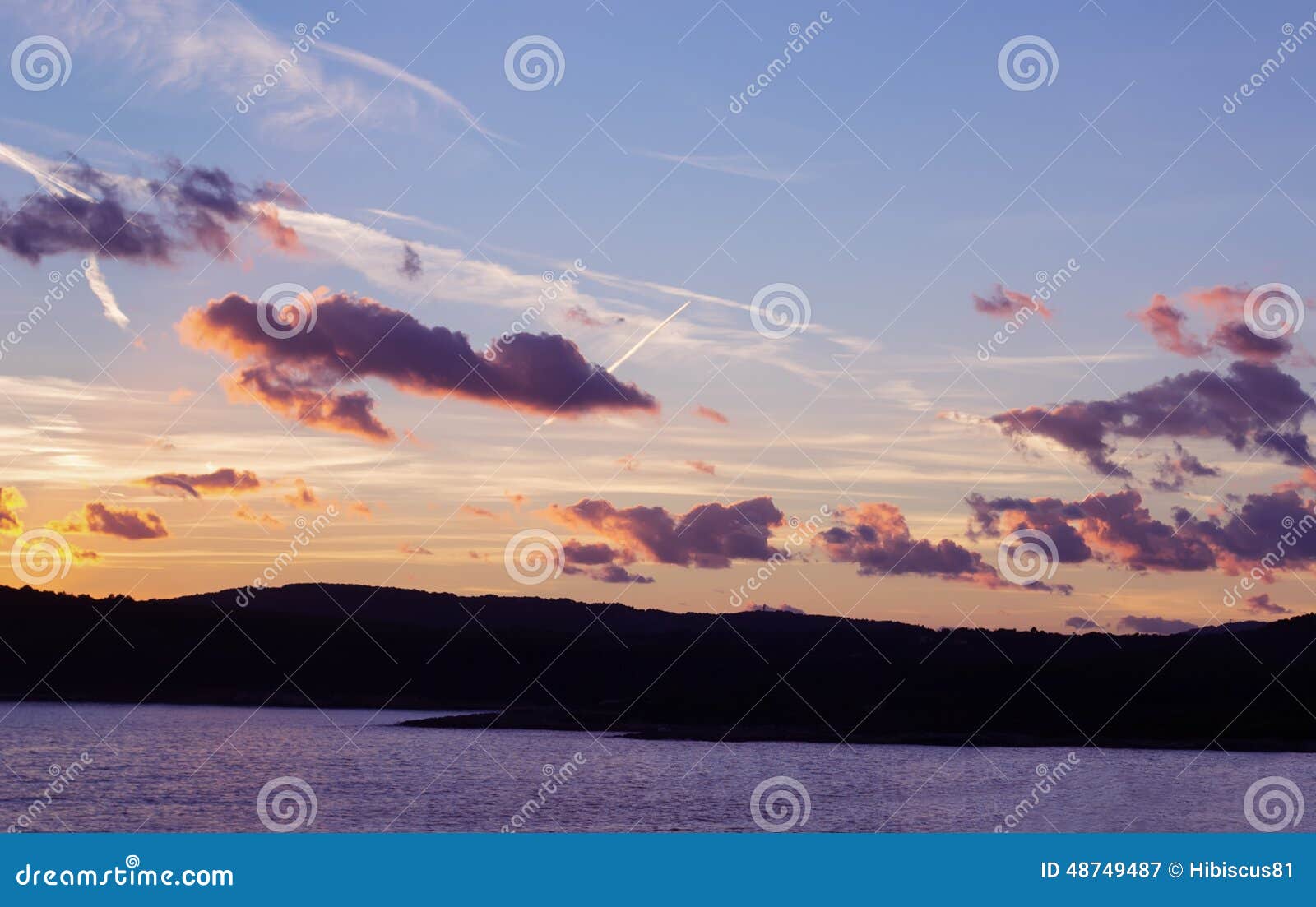 Lilac sunset stock image. Image of blue, light, waves - 48749487