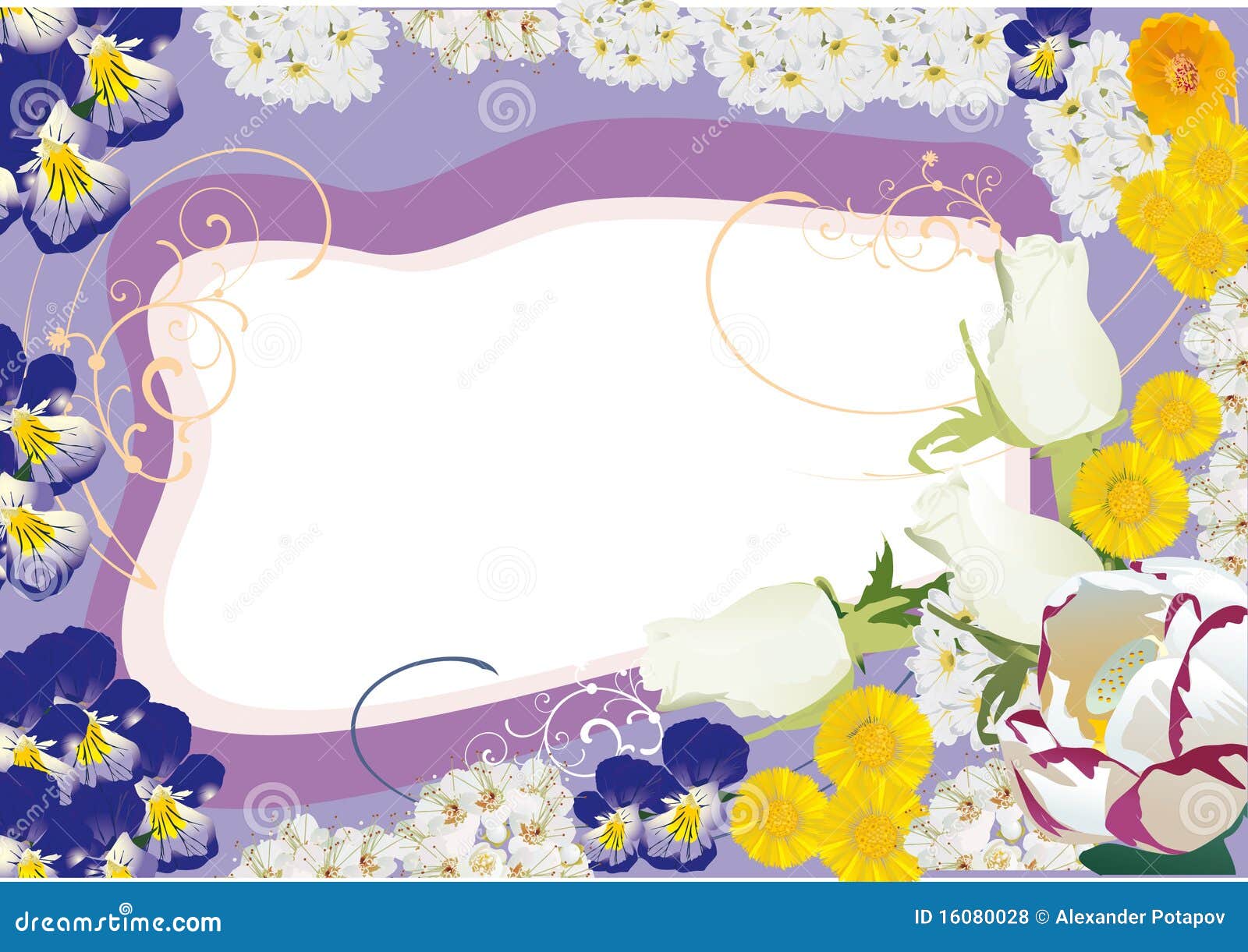 Lilac, Yellow and White Floral Frame Stock Vector - Illustration of ...