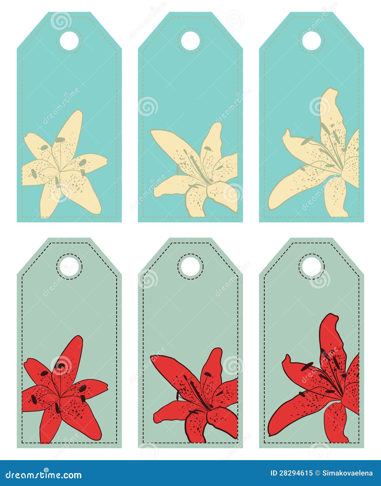 Lilies. Labels stock illustration. Illustration of symbol - 28294615