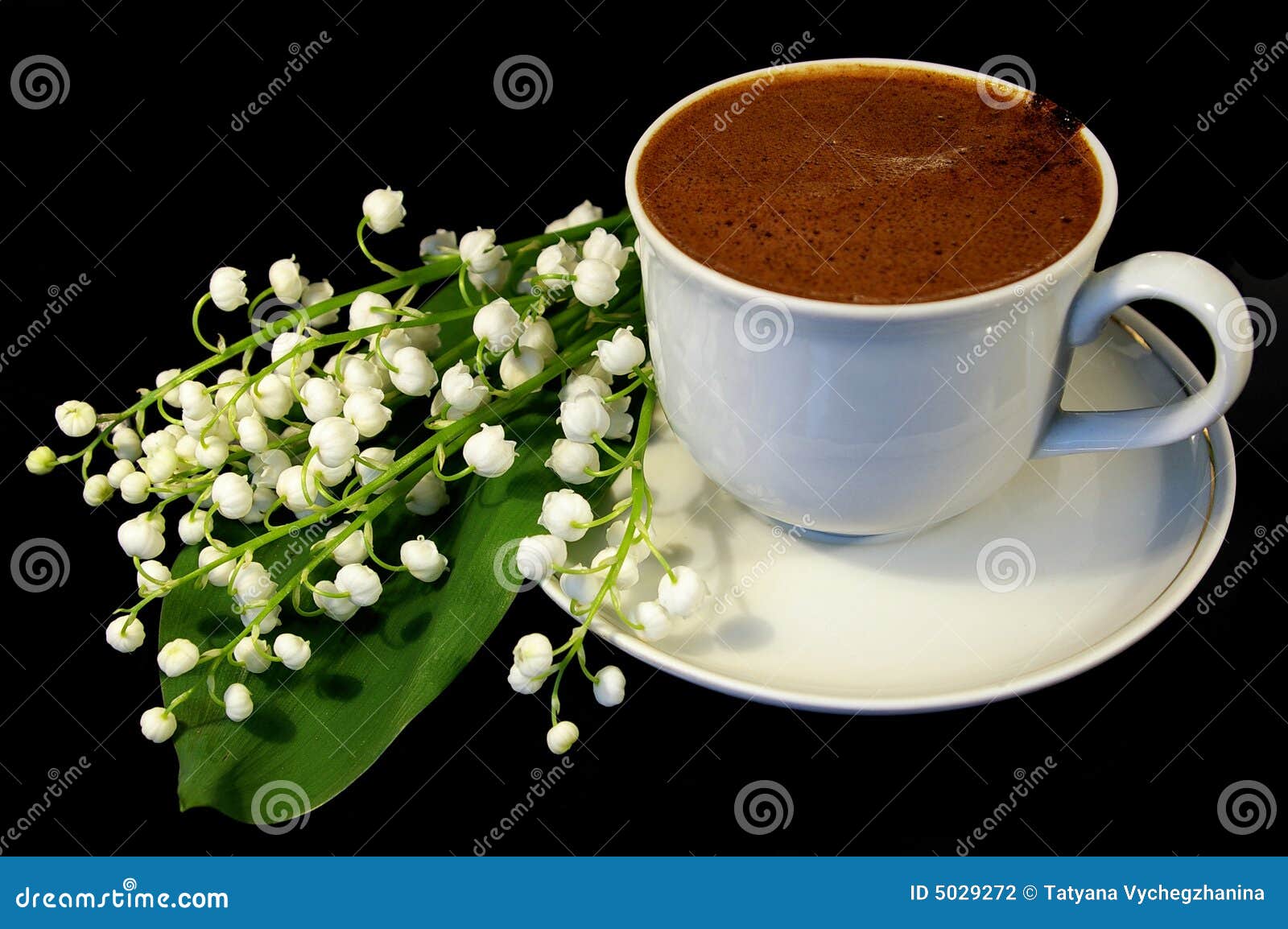 Lilies of the Valley and Coffee Stock Photo - Image of aroma, drink ...